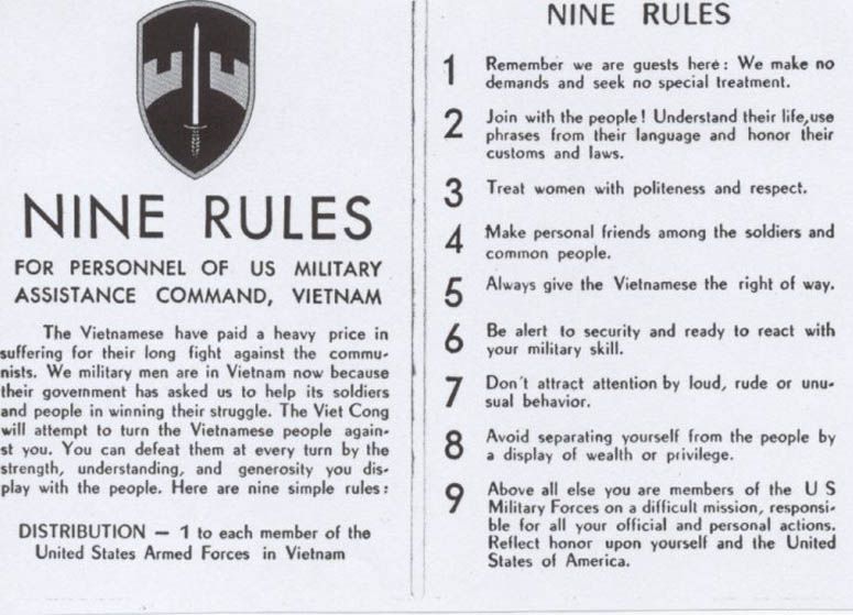 9 RULES VIETNAM – ARMY BARRACKS