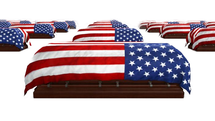 FLAG DRAPED COFFIN – ARMY BARRACKS