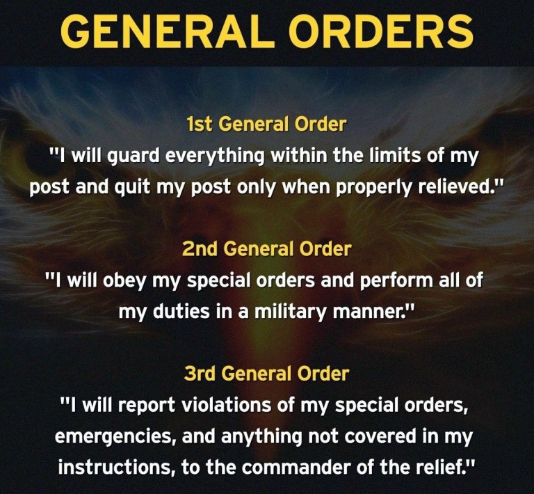 GUARD DUTY GENERAL ORDERS – ARMY BARRACKS